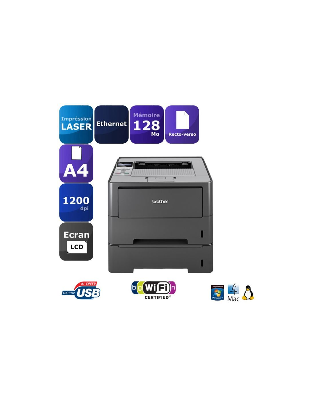 Imprimante Noir et Blanc BROTHER HL-6180DW - BUROTIC STORE